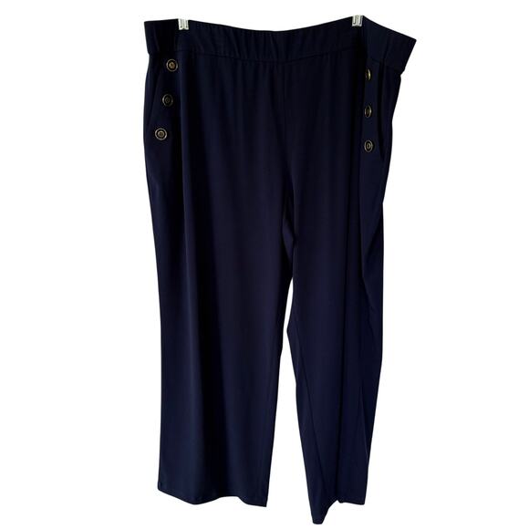 Susan Graver | Tops | Susan Graver Liquid Knit Navy Blue Side Buttons ...